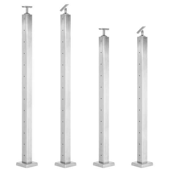 Welded Stainless Square Railing Posts - Key West