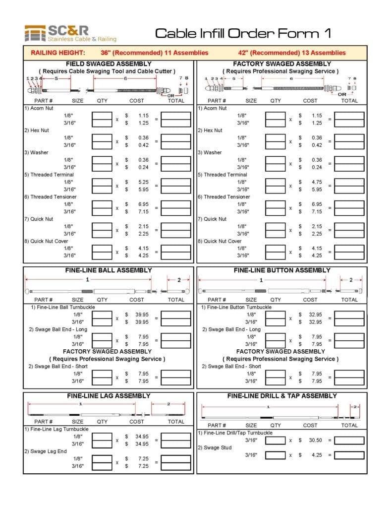 Stainless Cable Fitting Assemblies And Post And Rail Workshe