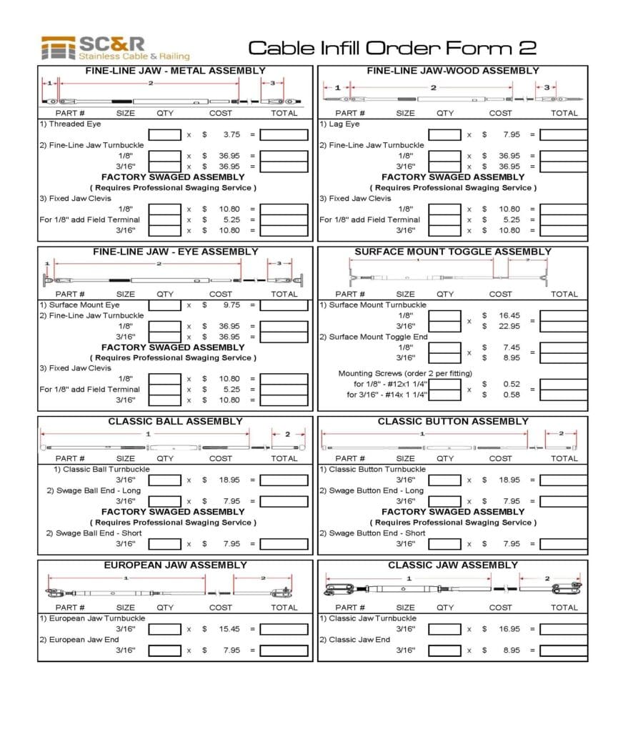 Stainless Cable Fitting Assemblies And Post And Rail Workshe