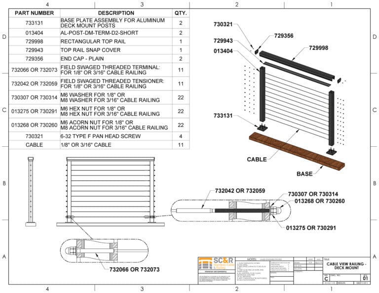 CableViewTM Aluminum | Stainless Cable Railing